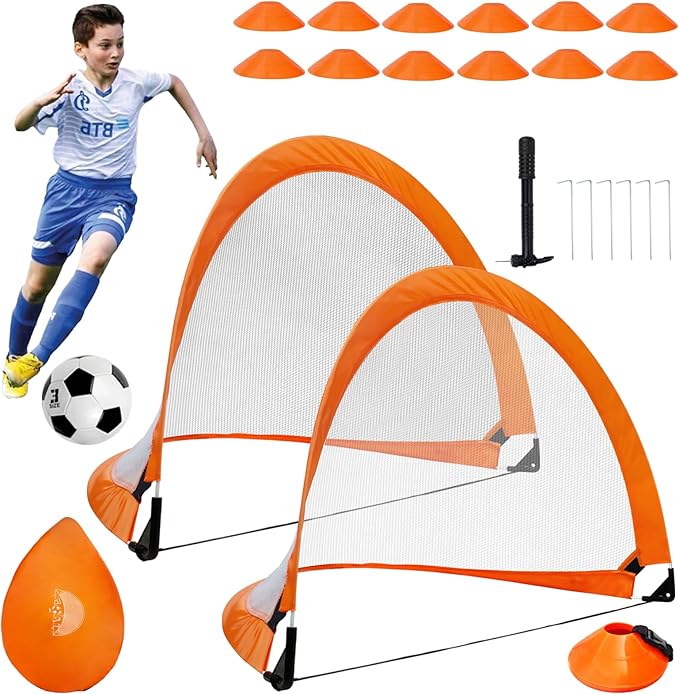 Amazon.com : Kvittra Pop Up Soccer Goals Set,2 of 4' x 2.5' Goal Set ...