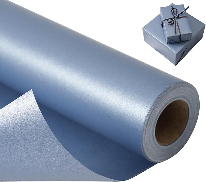 Amazon.com: Matte Navy Blue Wrapping Paper - Reversible Pearly-Lustre ...
