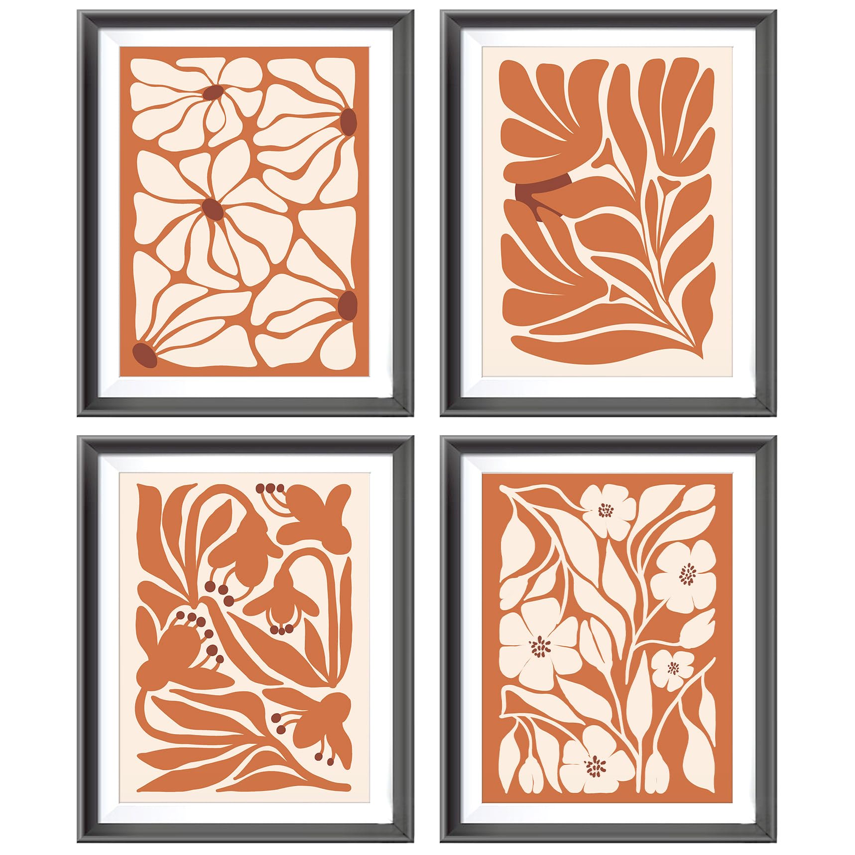 Amazon.com: Abstract Boho Black flowers Plant Poster Prints for Home ...