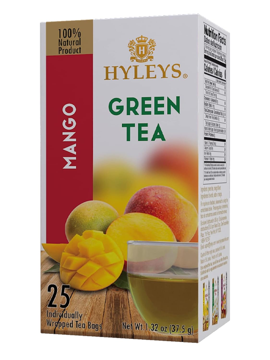 Amazon.com : HYLEYS Tea Mango With Green Tea - 25 Tea Bags (1 Pack ...