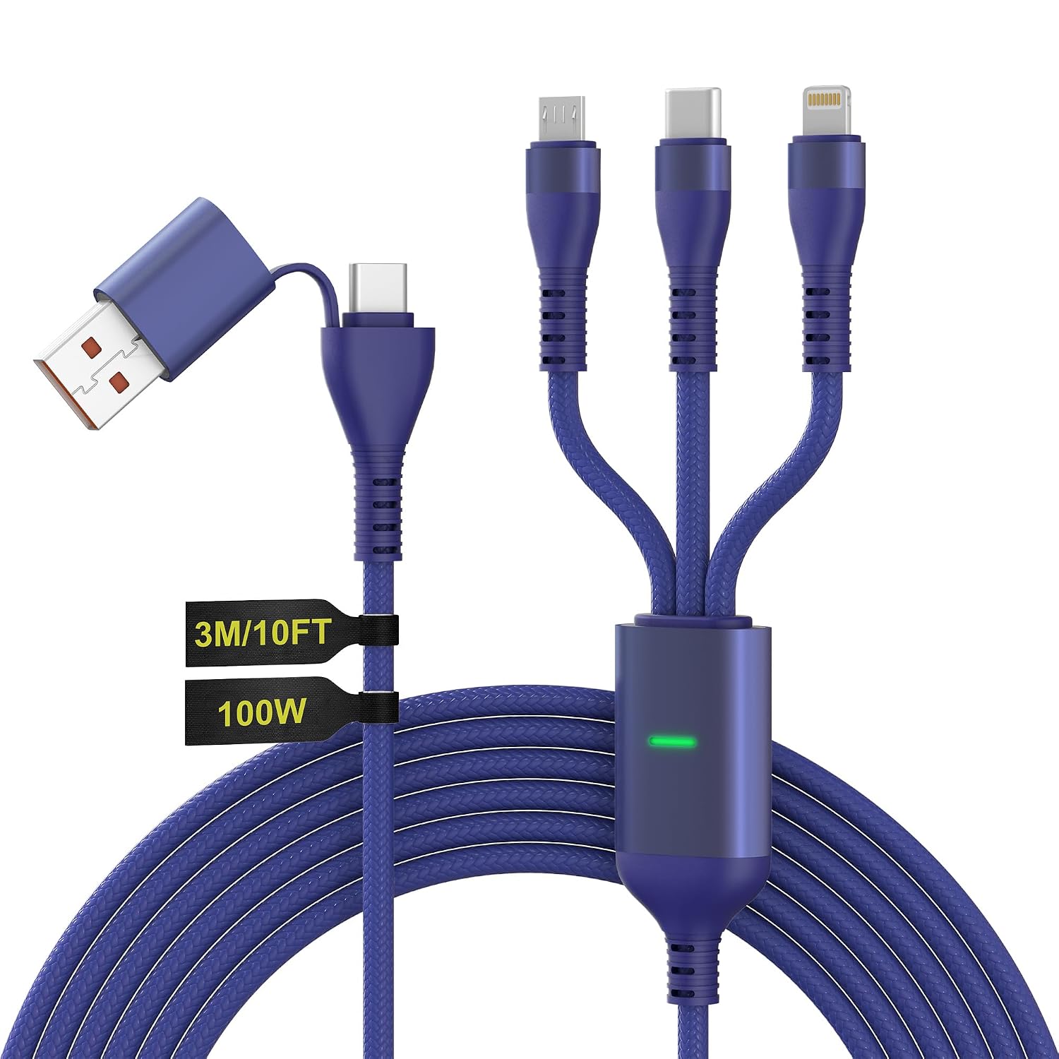 Amazon.com: 100W USB C to Multi Charging Cable 3M/10Ft [MFi Certified ...