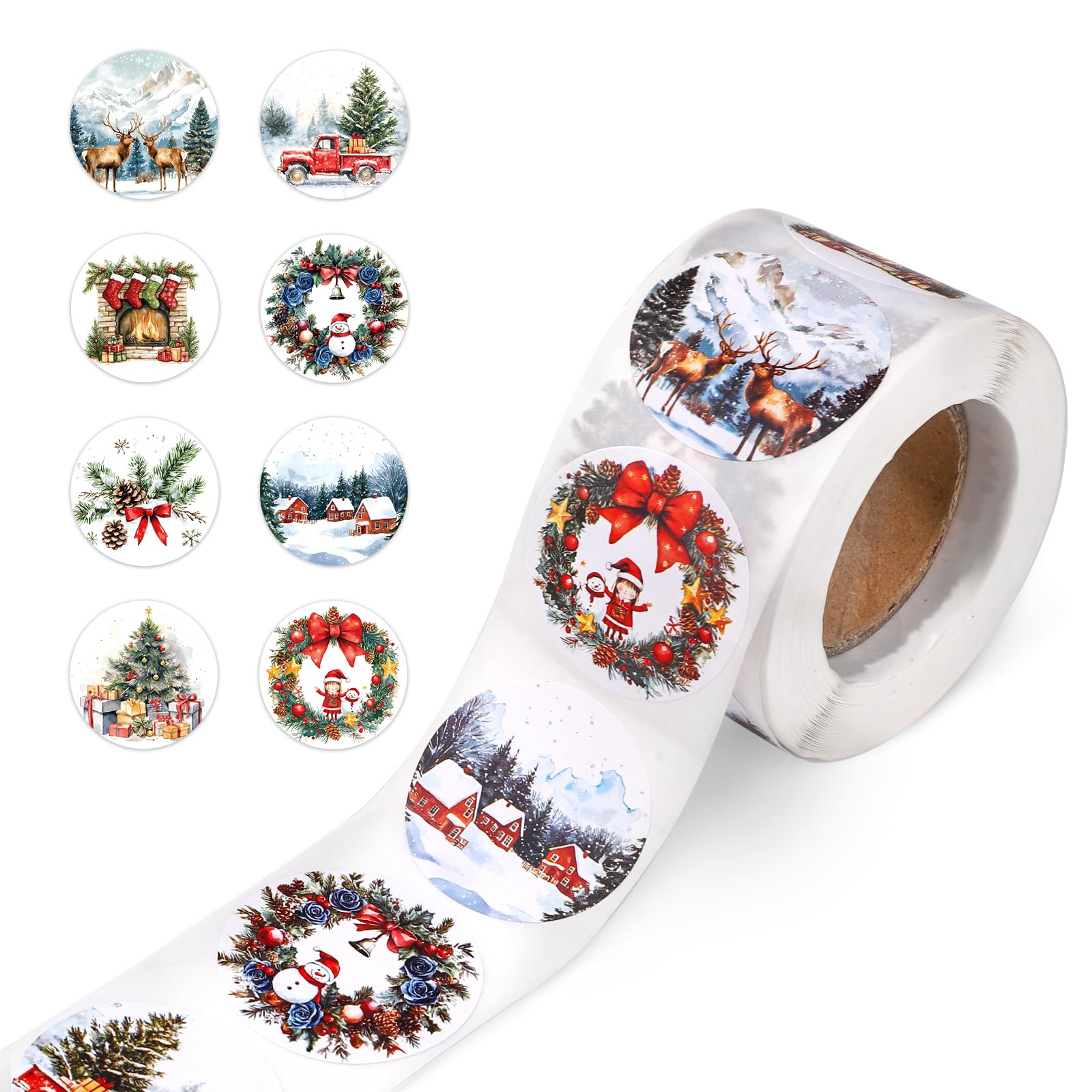 500pcs Christmas Roll Stickers, 1.5in Christmas Round Labels Stickers ...
