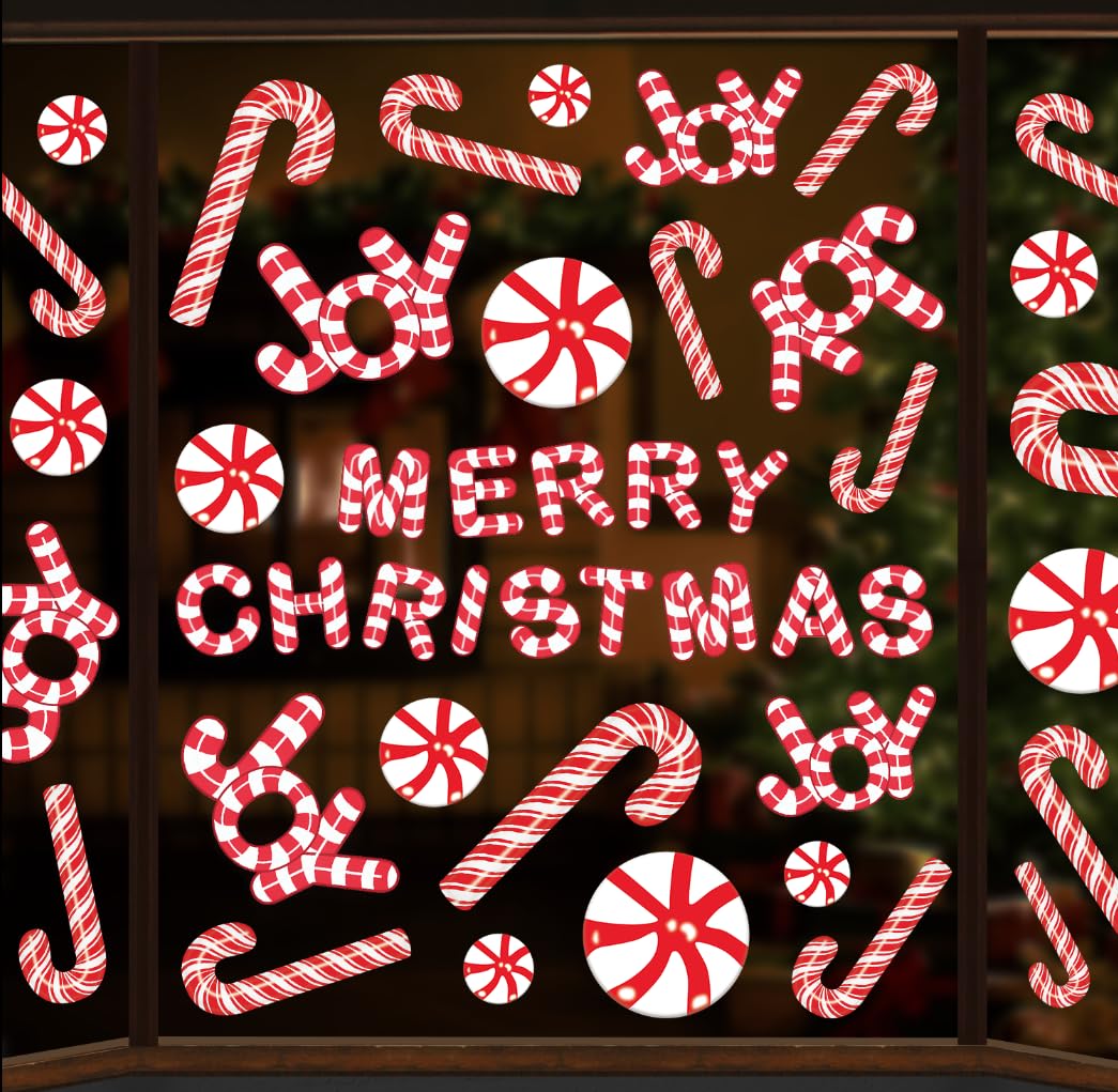 Amazon.com: Quera Large Christmas Window Clings Candy Window Decals ...