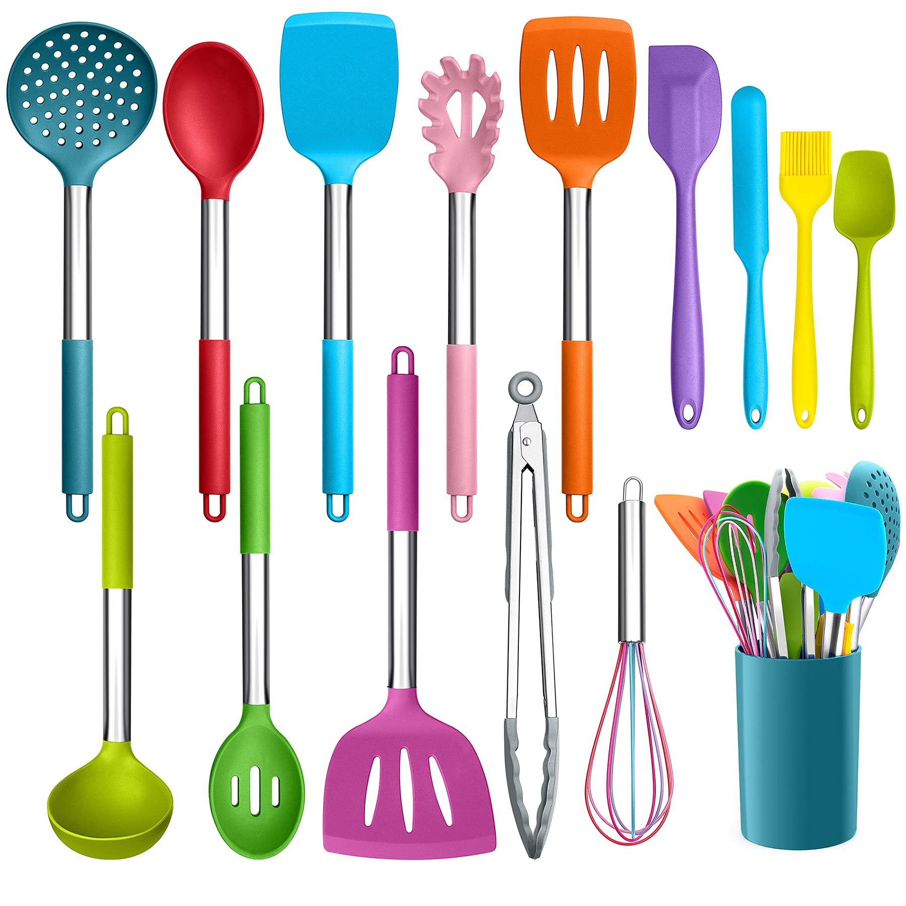 Amazon.com: LIANYU 15-Piece Kitchen Cooking Utensils Set with Holder ...