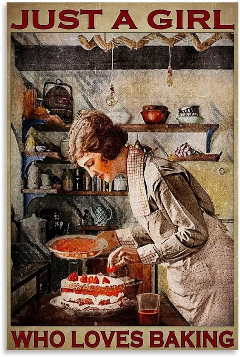 Amazon.com: Girl Baking Knowledge Metal Signs Vintage Just A Girl Who ...