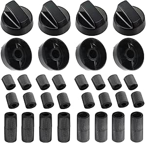 8-Pack Black Universal Control Knobs with 24 Adapters- Compatible with ...