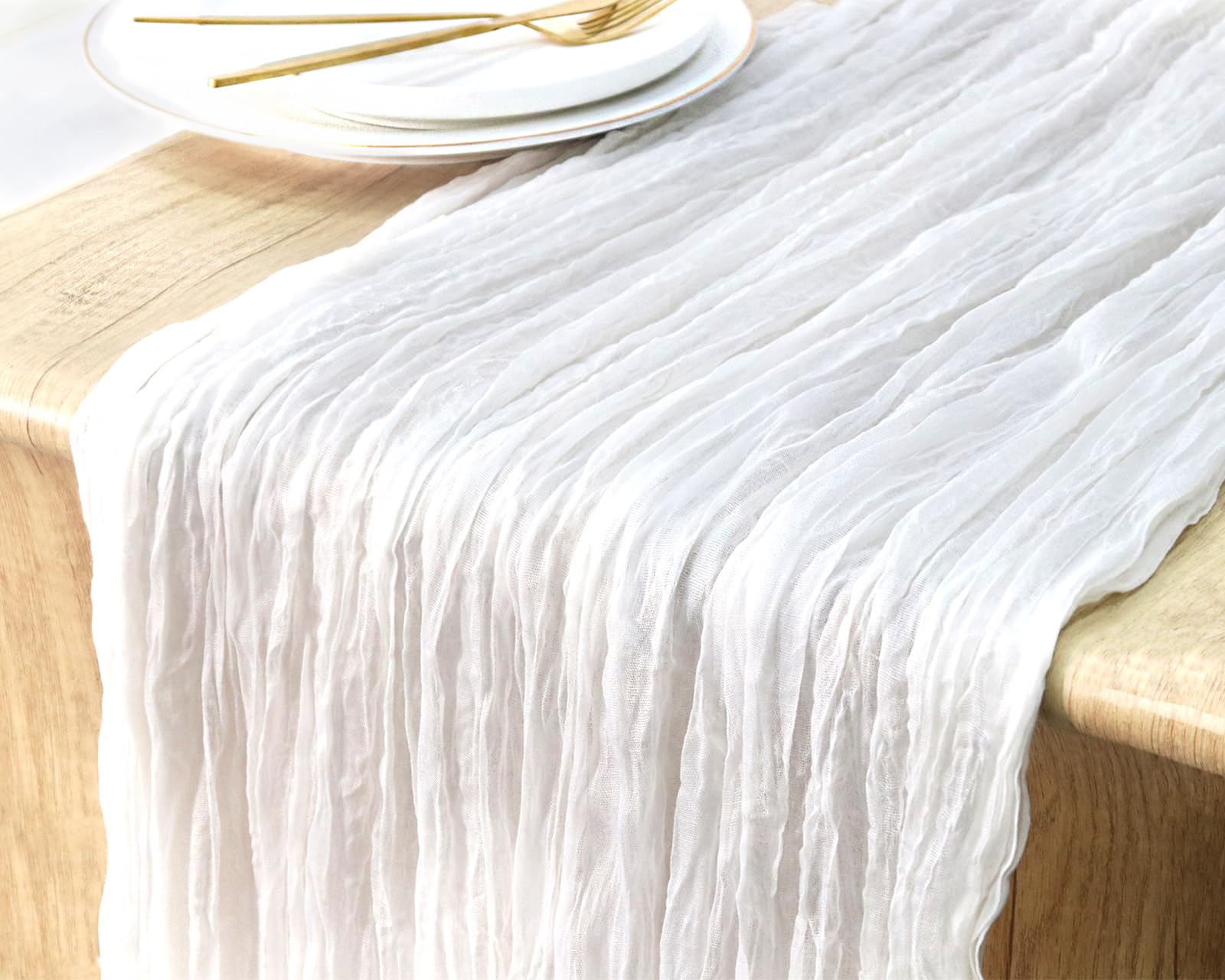 Snapklik.com : 3 Pack Bright White Cheesecloth Table Runners -160in ...