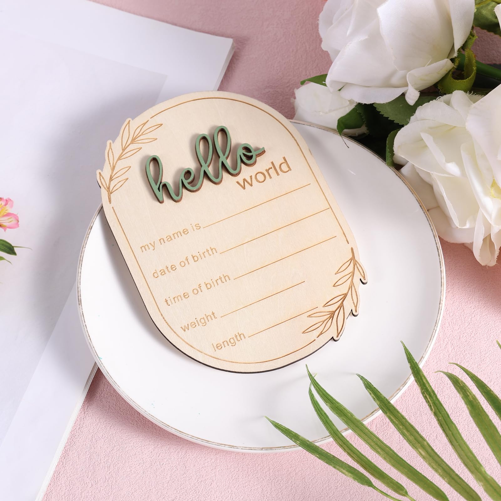 Snapklik.com : Baby Announcement Sign, 5.91x4.13 Inch Wooden Hello ...