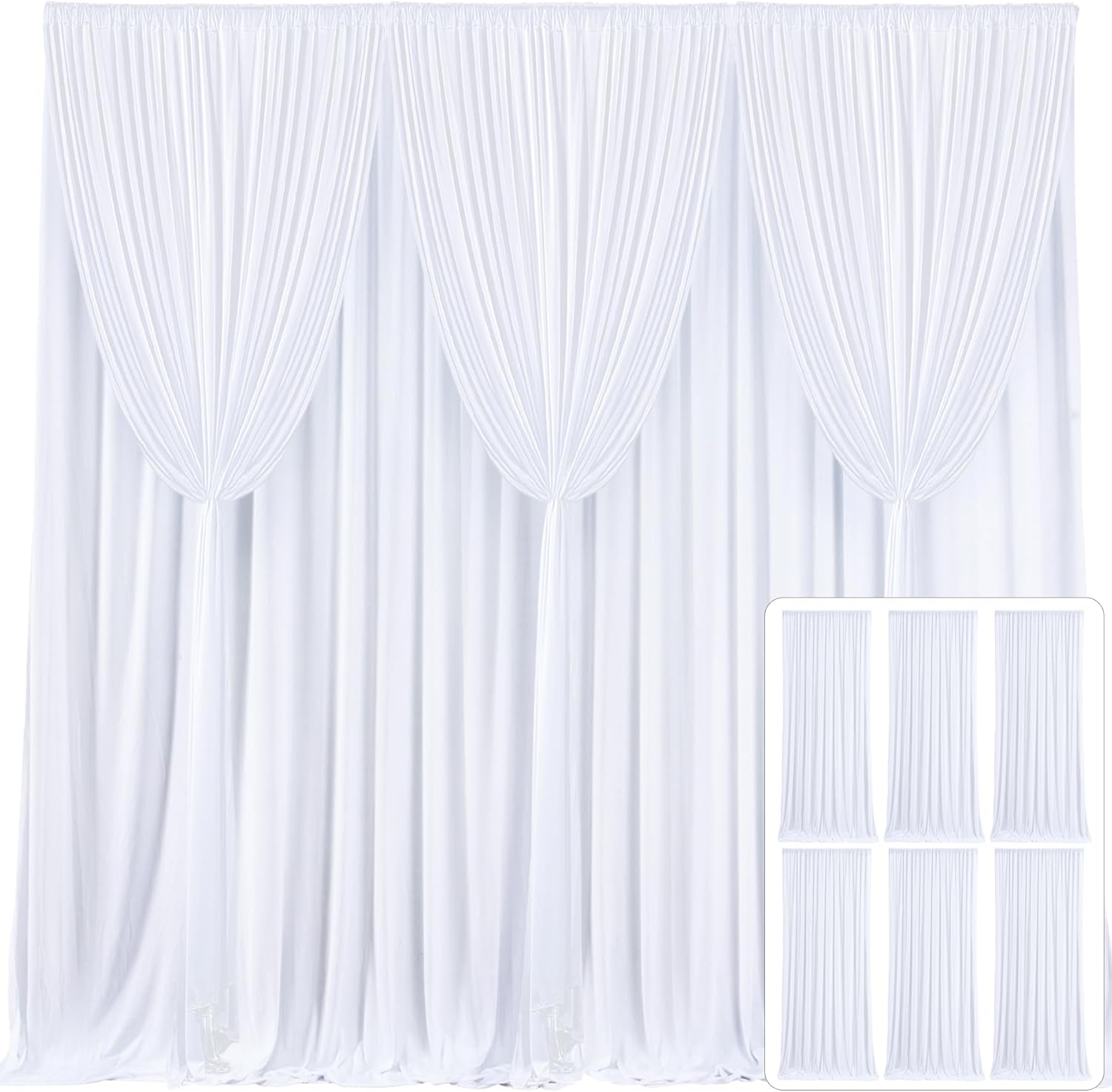 Amazon.com: CO-AVE 30 feet x 10 feet White Backdrop Curtain for Parties ...