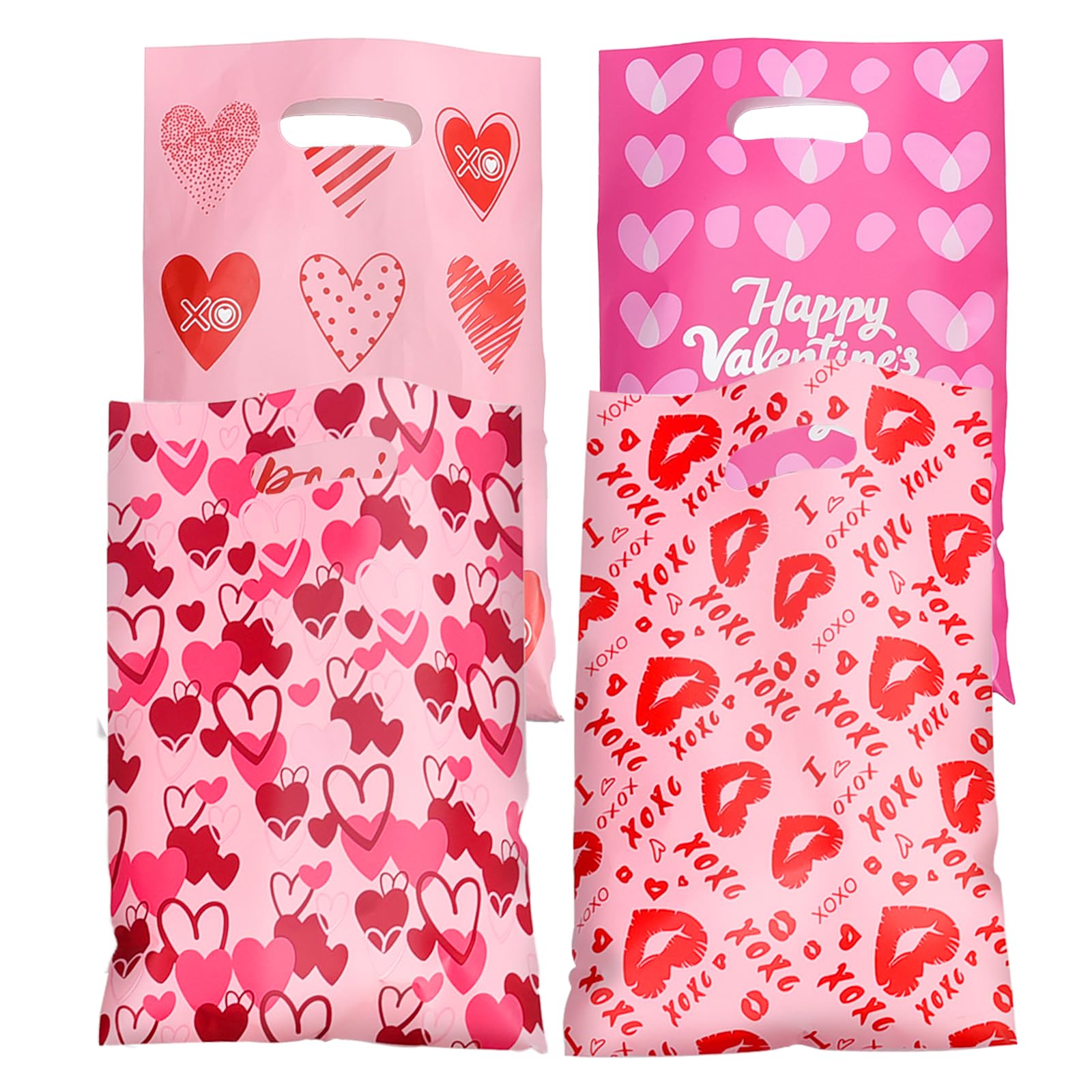 Amazon.com: Jocomoni 100Pcs Valentine's Day Gift Bag Plastic Treat Bag ...