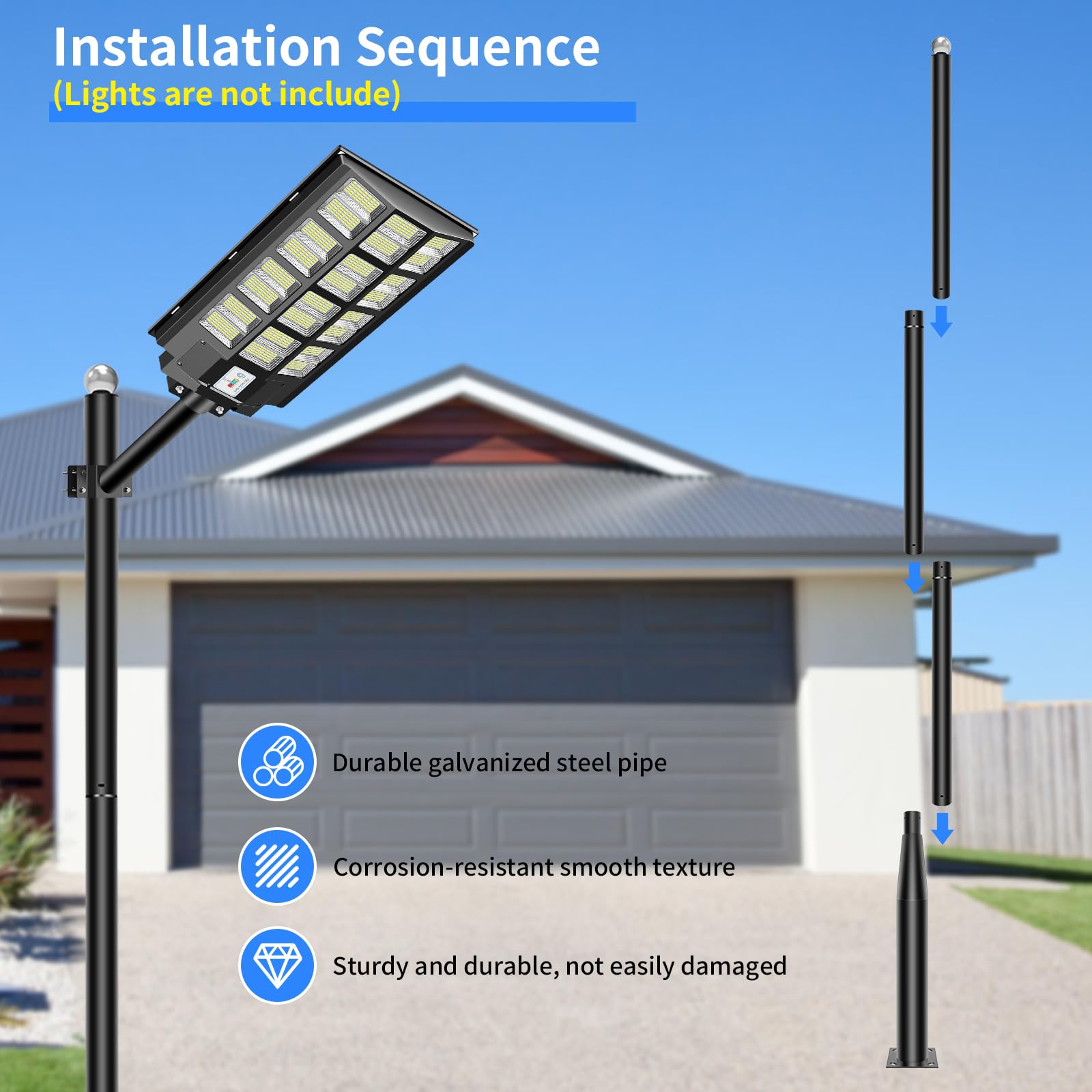 Snapklik.com : CEDIO Solar Street Lights Pole 13ft Tall, Street Light ...