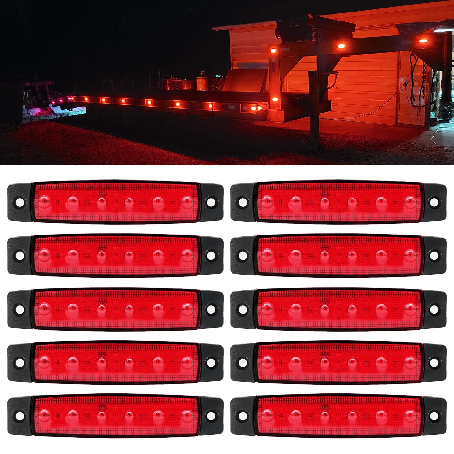 Snapklik.com : 10x 6 LED Red Clearence Truck Bus Trailer Side Marker ...