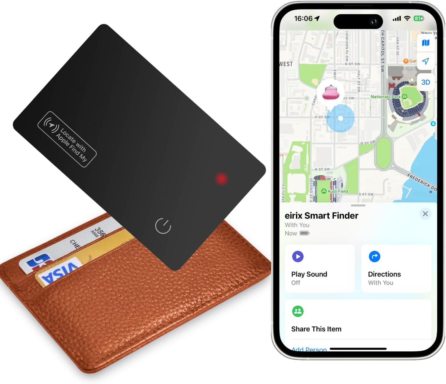 Amazon.com: eirix Wallet Tracker Card (iOS Only), Slim Smart GPS ...