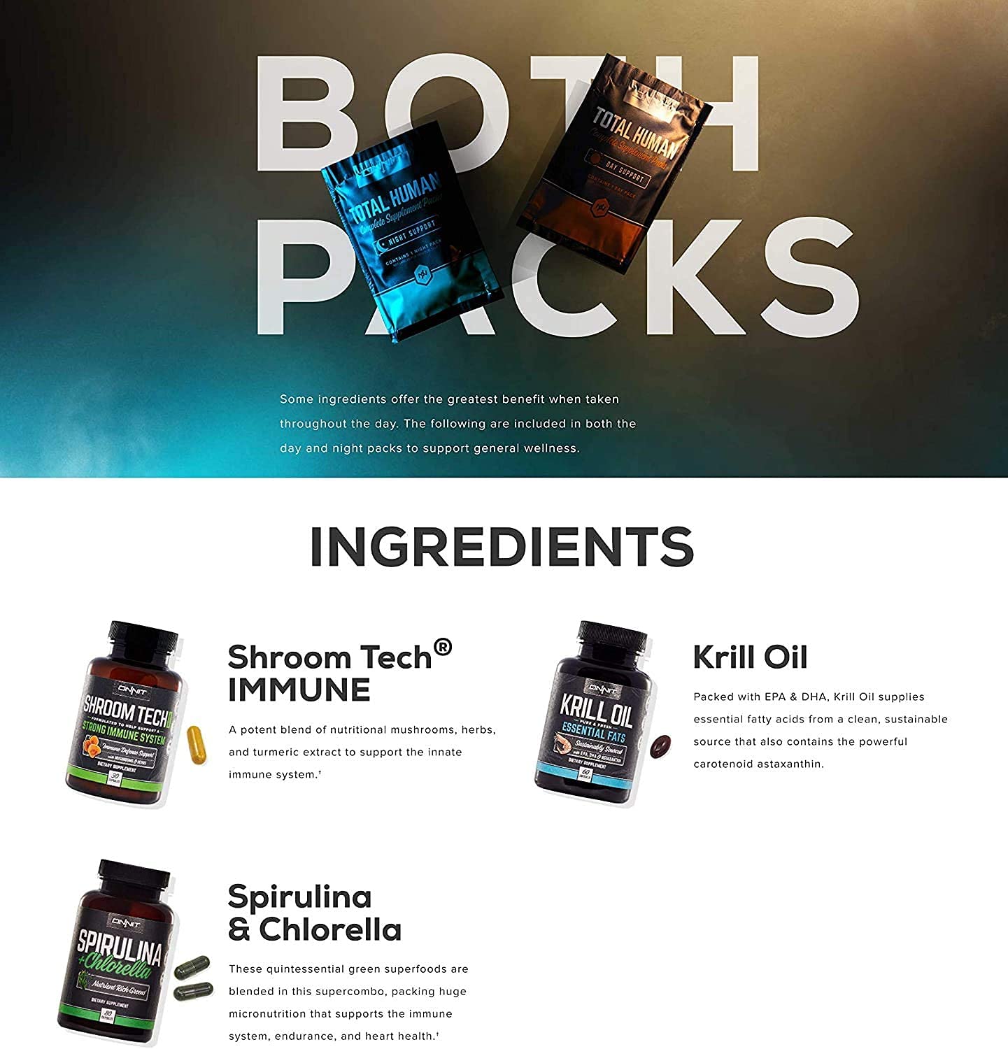 ONNIT Total Human Day and Night Vitamin Packs for Men and Women, 30-Day ...