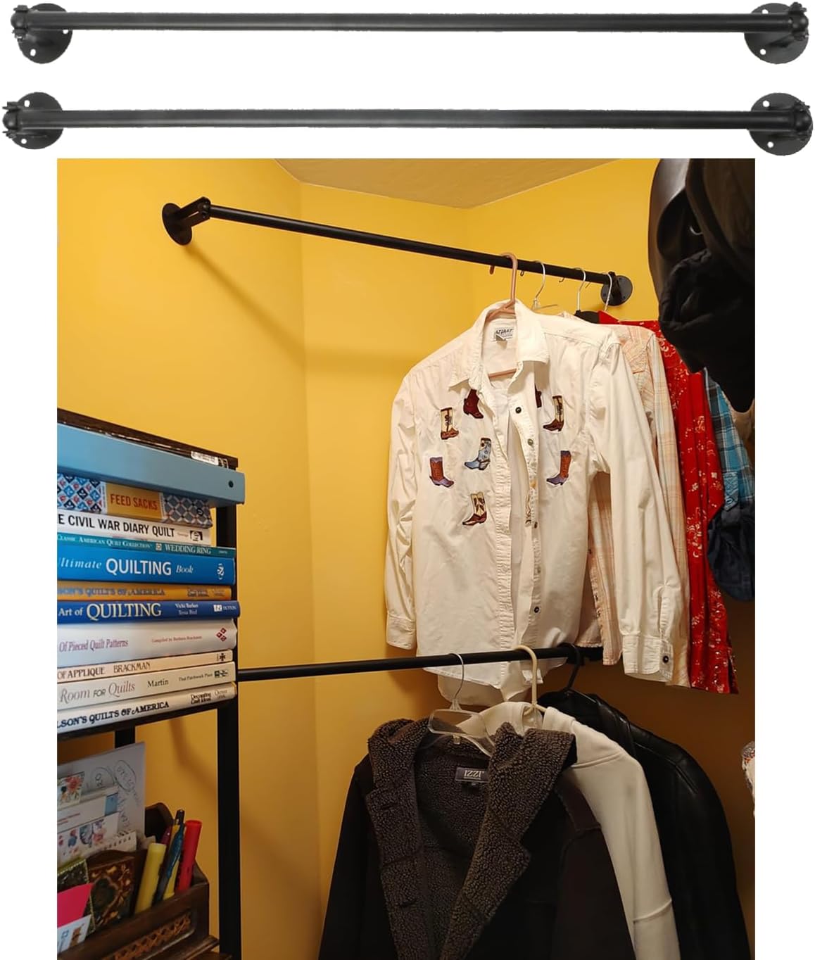 Amazon.com: MYOYAY Corner Garment Rod 34 inches 2 Pack Industrial Pipe ...