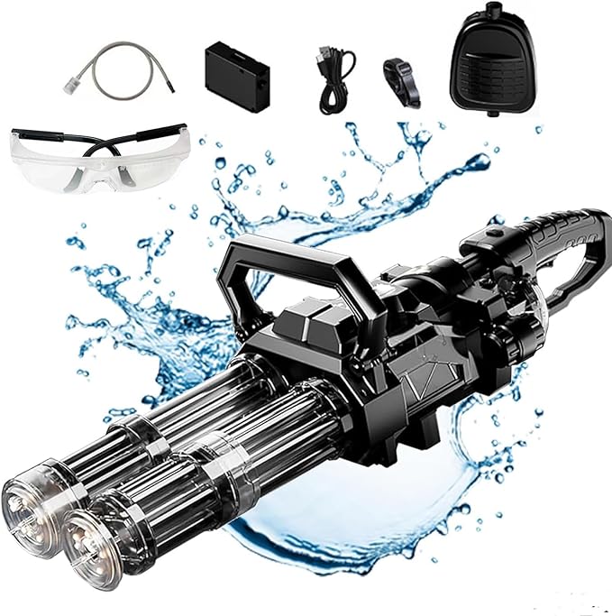Amazon.com: Double Barrel Gatling Electric Water Gun, Double Barrel ...
