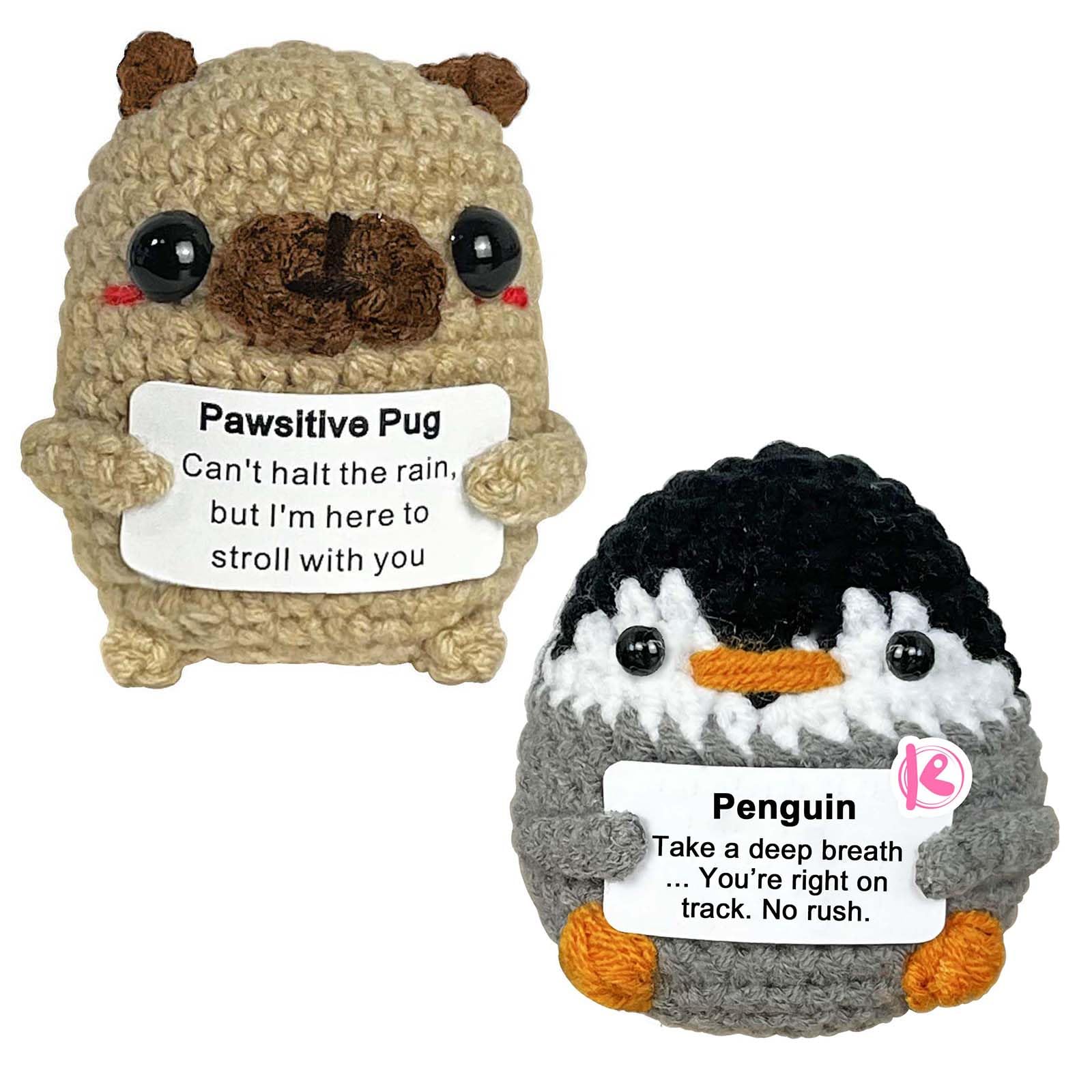 Amazon.com: Krinisou Positive Crochet Pug, Emotional Uplifting Penguin ...