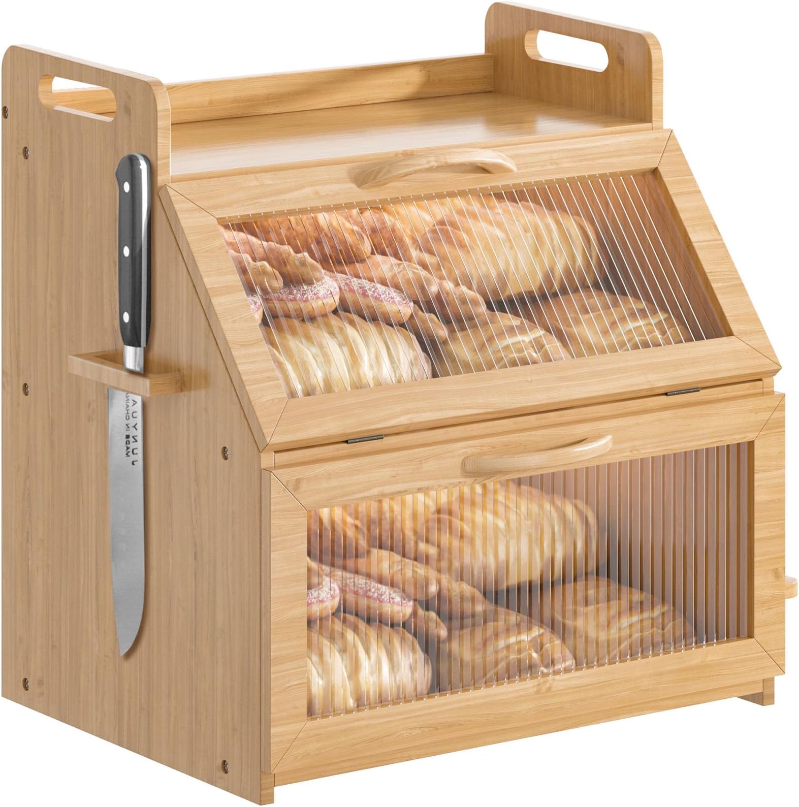 Amazon.com: 3J2 Discoveries Bread Box for Kitchen Countertop – Large ...
