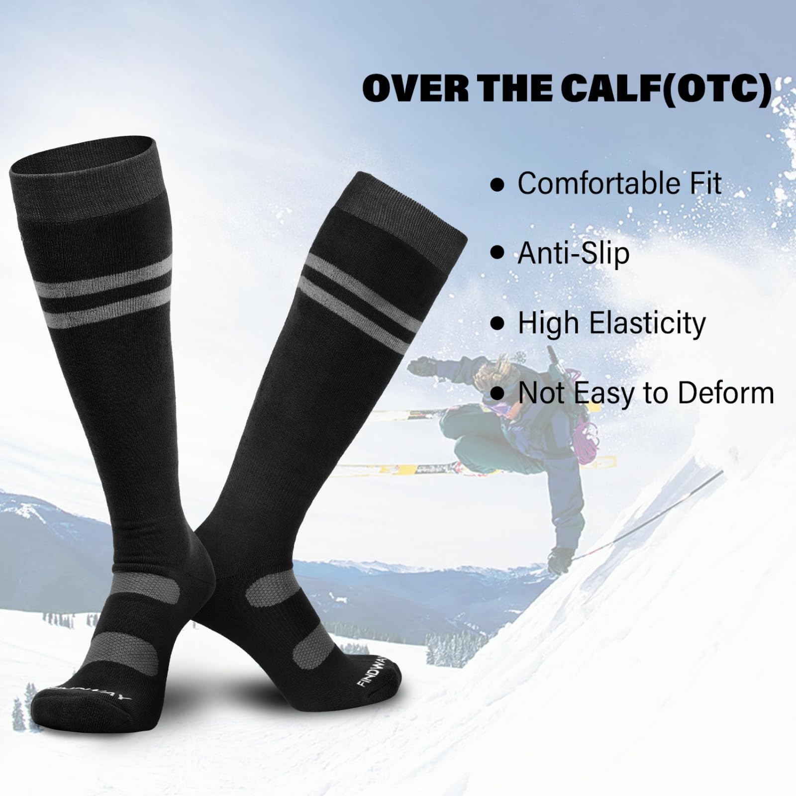Snapklik.com : Findway Ski Socks, 2/3 Pairs Snowboarding And Skiing ...