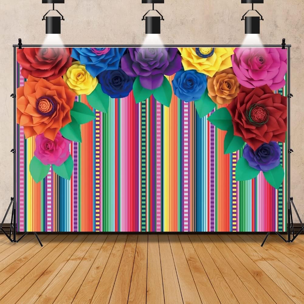 Amazon.com : ChloropLastid Mexico Fiesta Backdrop Floral Colorful ...