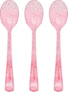 Amazon.com: 50 Pcs Pink Plastic Spoons Pink Spoons Disposable Utensils ...