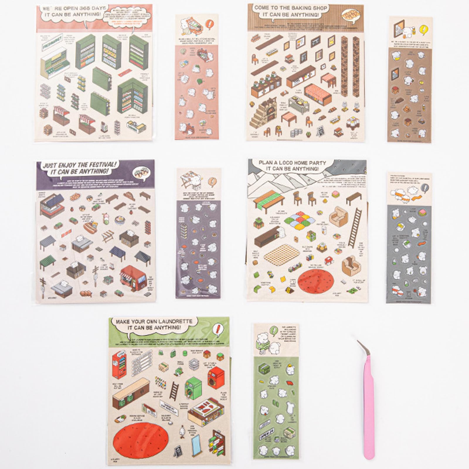 4 Sets 3D House & Scene Stickers DIY - Make Fun 3D Stickers for Adults ...