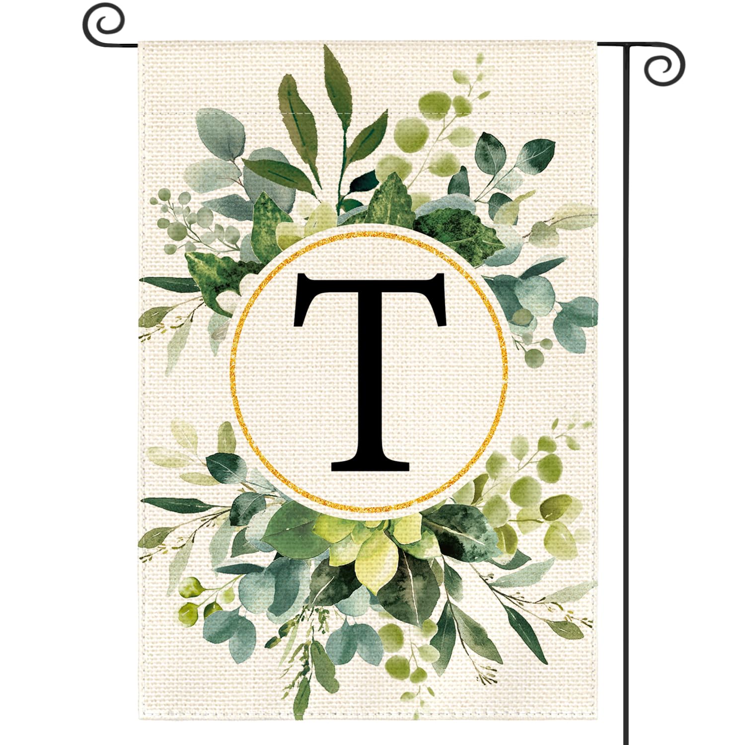 Amazon.com : AVOIN colorlife Monogram Letter T Floral Garden Flag 12x18 ...