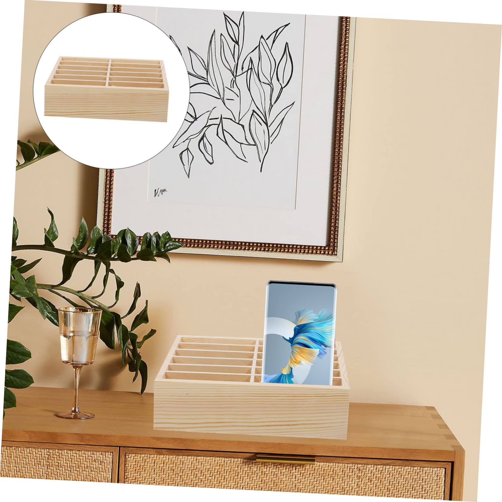 STOBOK Box Mobile Phone Storage Box Desktop Calculator Wooden Display ...