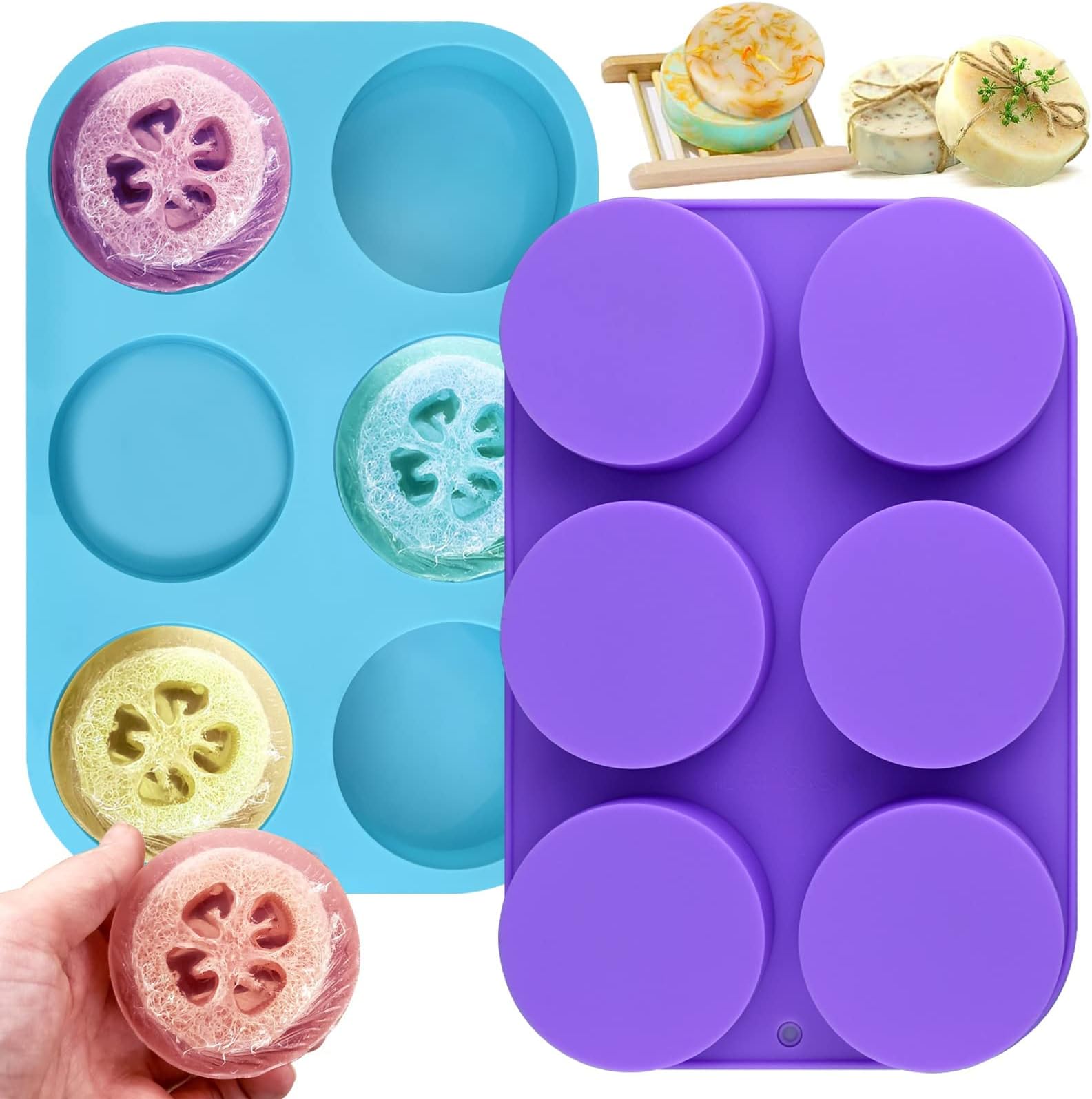 Amazon.com: Big Round Silicone Soap Mold 4oz, 3'' Round Silicone Mold ...