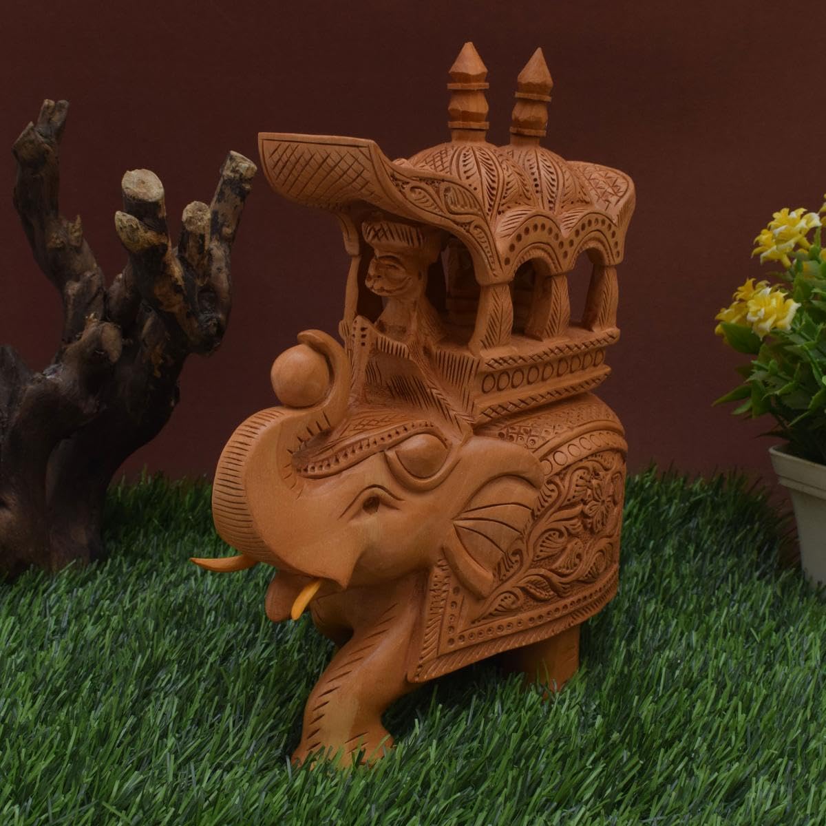 Buy Tarang Arts White Wooden Ambari Elephant | Showpiece Art & Craft ...
