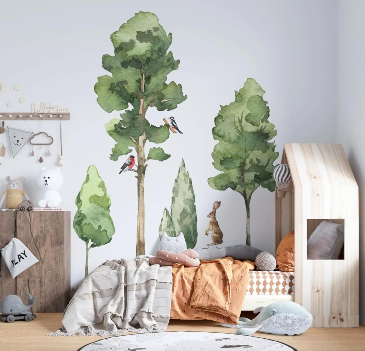 Amazon.com: Large Watercolor Trees Wall Decals Set, Forest Stickers ...