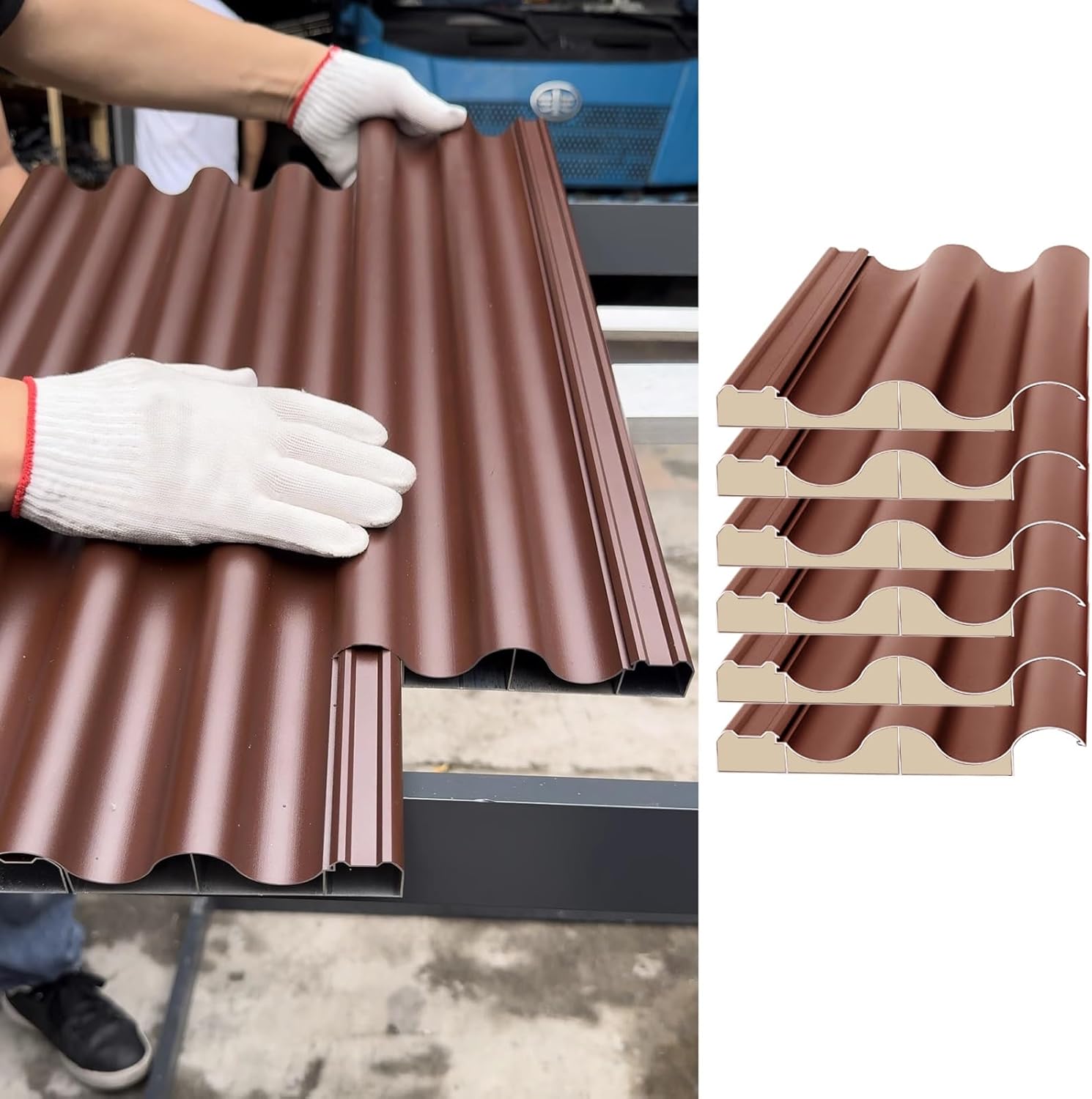 Amazon.com: Kunovo Roofing Panels 6 Pcs Splicable Roof Sheets Panel ...
