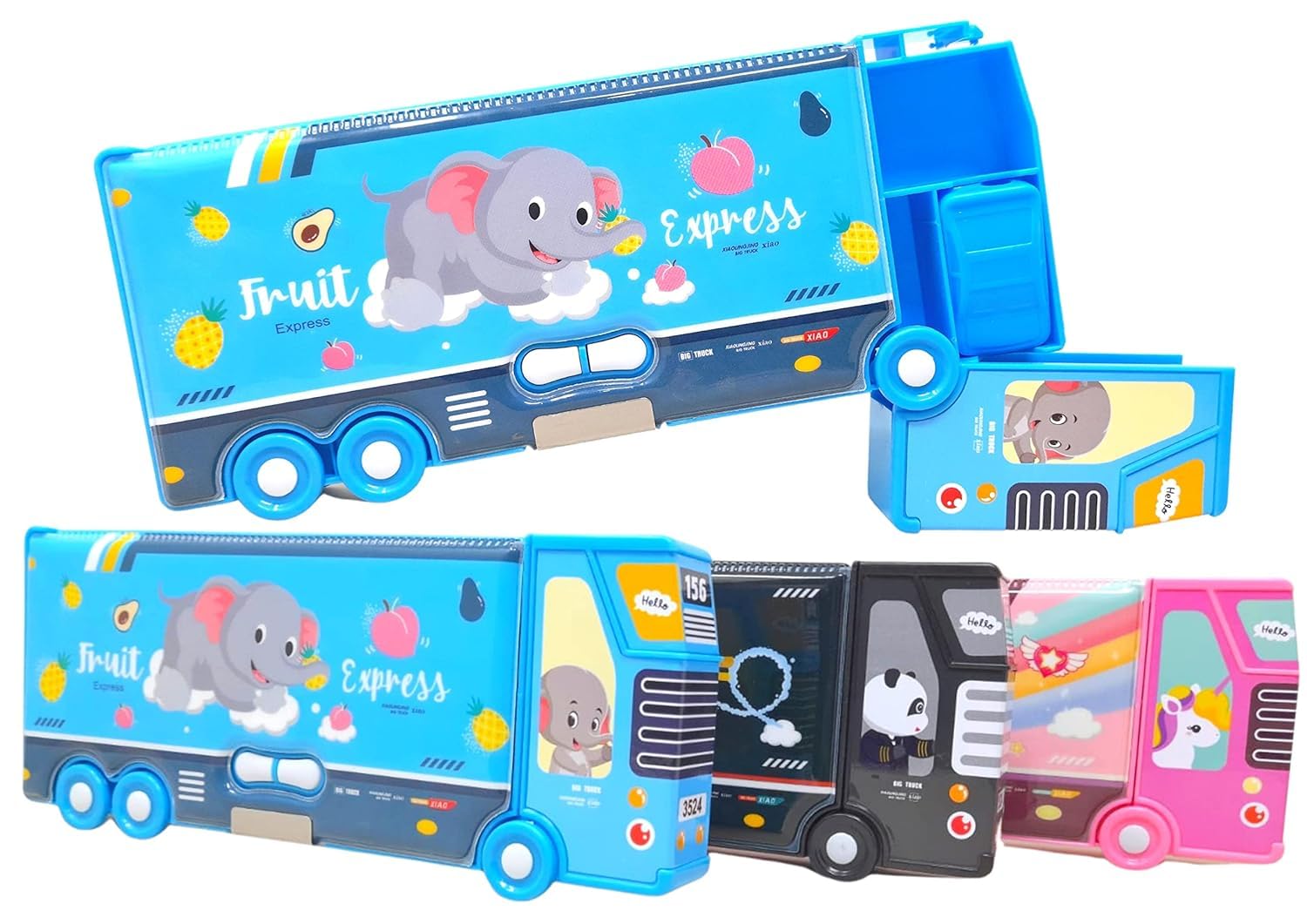 Apkey Brand® Double Compartment Pencil Box with Moving Tyres, Button ...