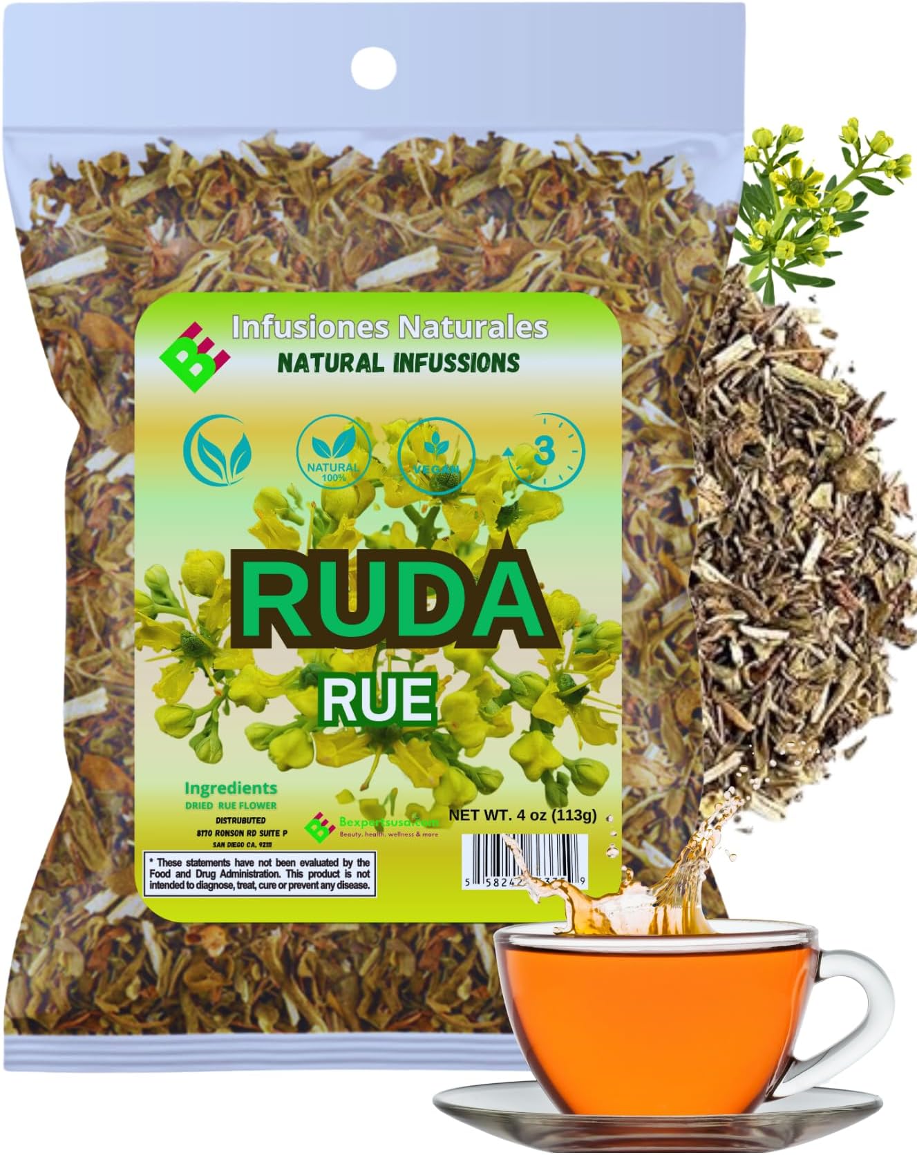 Amazon.com : Ruda Seca Té (Rue Dried Herbs Tea) 4oz (113g) - Ruta ...