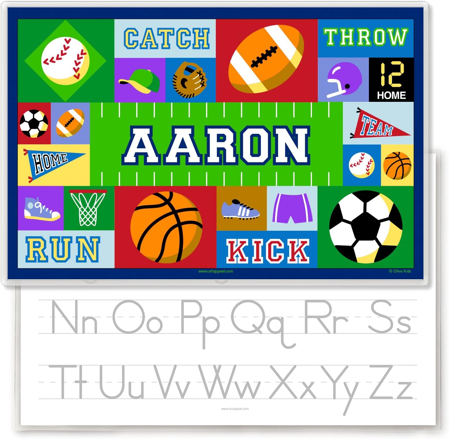 Amazon.com: Sports Personalized Placemat for Kids, 18 Inches x 12 ...