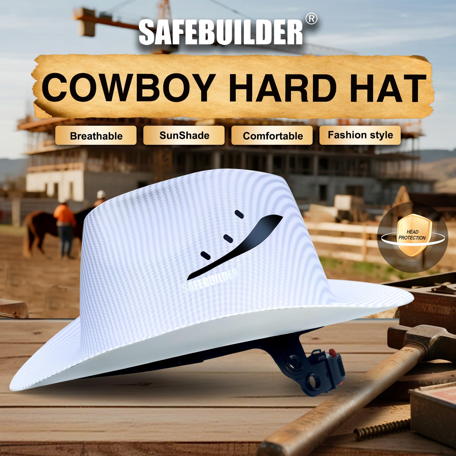 Snapklik.com : SAFEBUILDER Cowboy Style Hard Hat Class C Safety Helmet ...