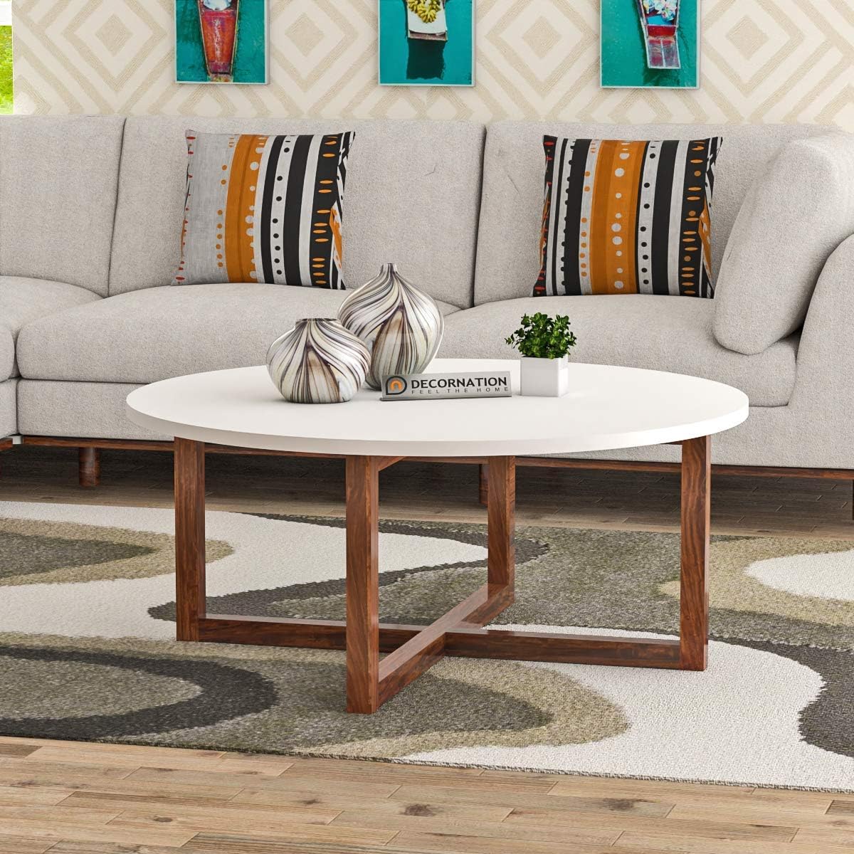 Total Crafts Square Modern Coffee Table for Living Room Center Tea ...