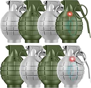 Amazon.com: Sratte 8 Pcs Plastic Hand Grenades with Realistic Sound Effects and Flashing Light ...