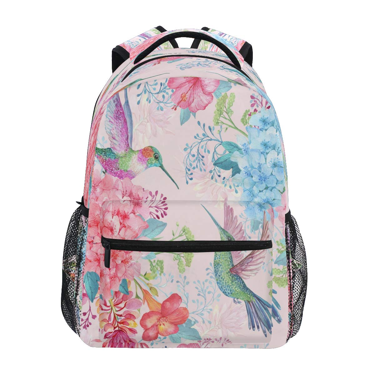 Amazon.com: Blueangle Tropical Flowers Hummingbirds Print Backpack ...