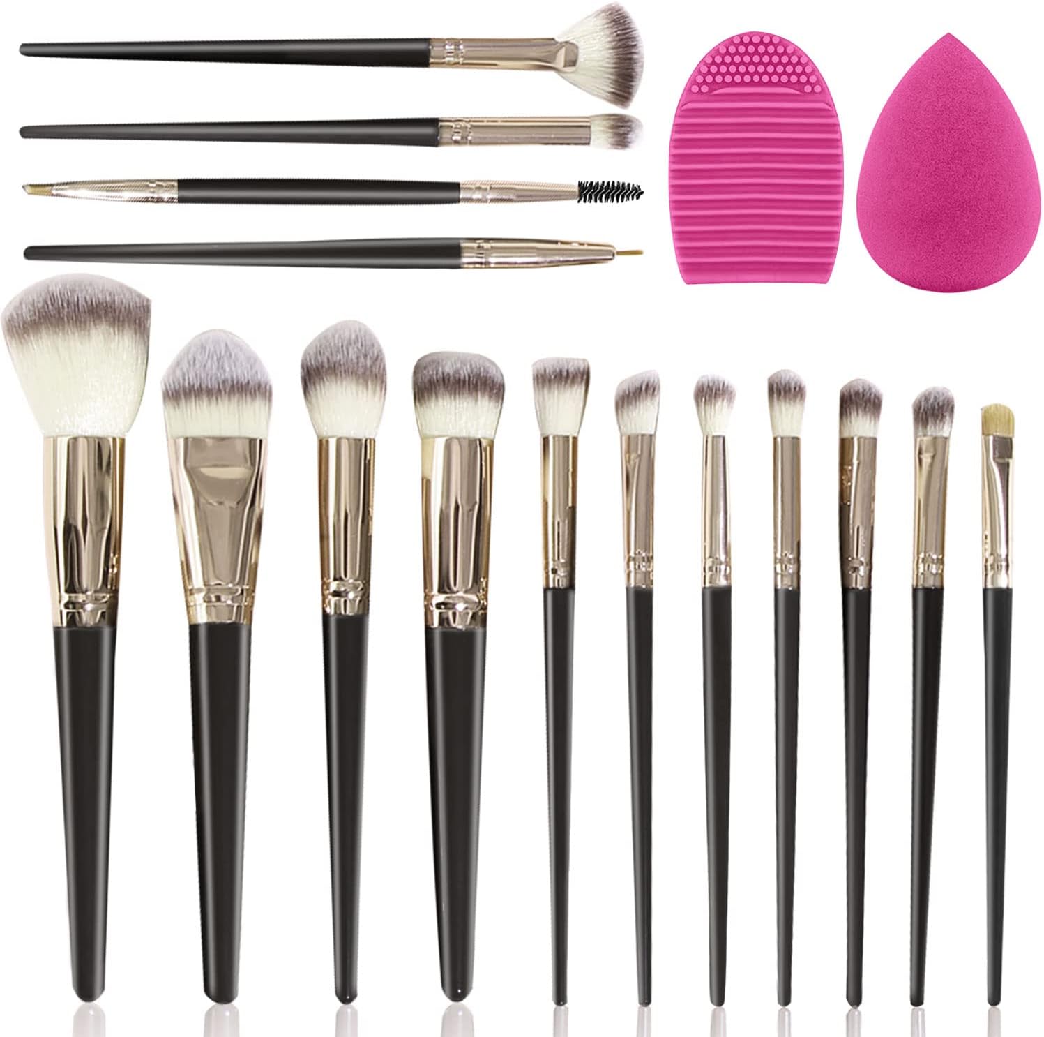 Hisemy 17 Piezas Brochas de Maquillaje，Profesional Juego de Brochas ...