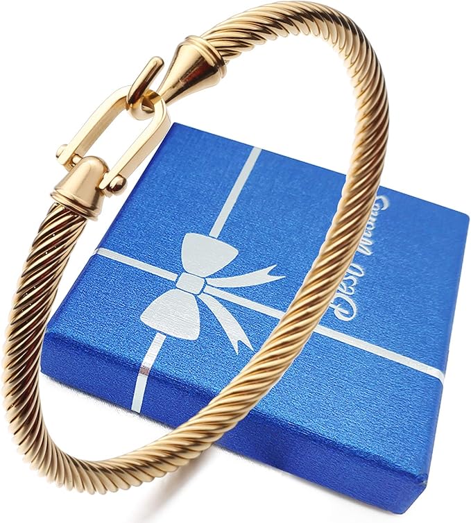 Amazon.com: Twisted Cable Bracelet Stylish Fine Stainless Steel Cable ...