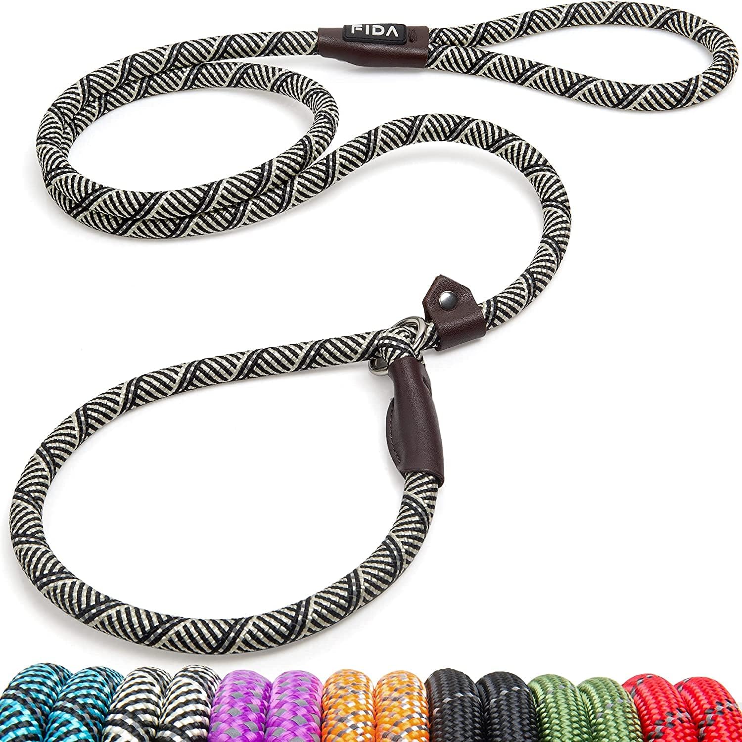 Fida Slip Rope Dog Lead | 1.8m, One-Size-Fits-All, Slip-On Rope Leash ...