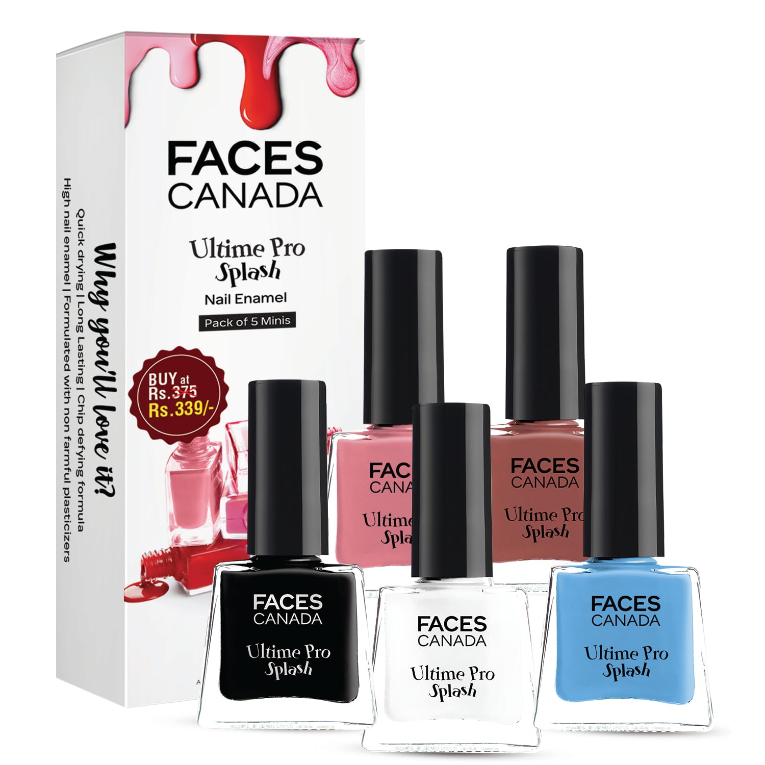 Buy FACESCANADA Ultime Pro Splash Mini Nail Enamel Value Pack Of 5 ...