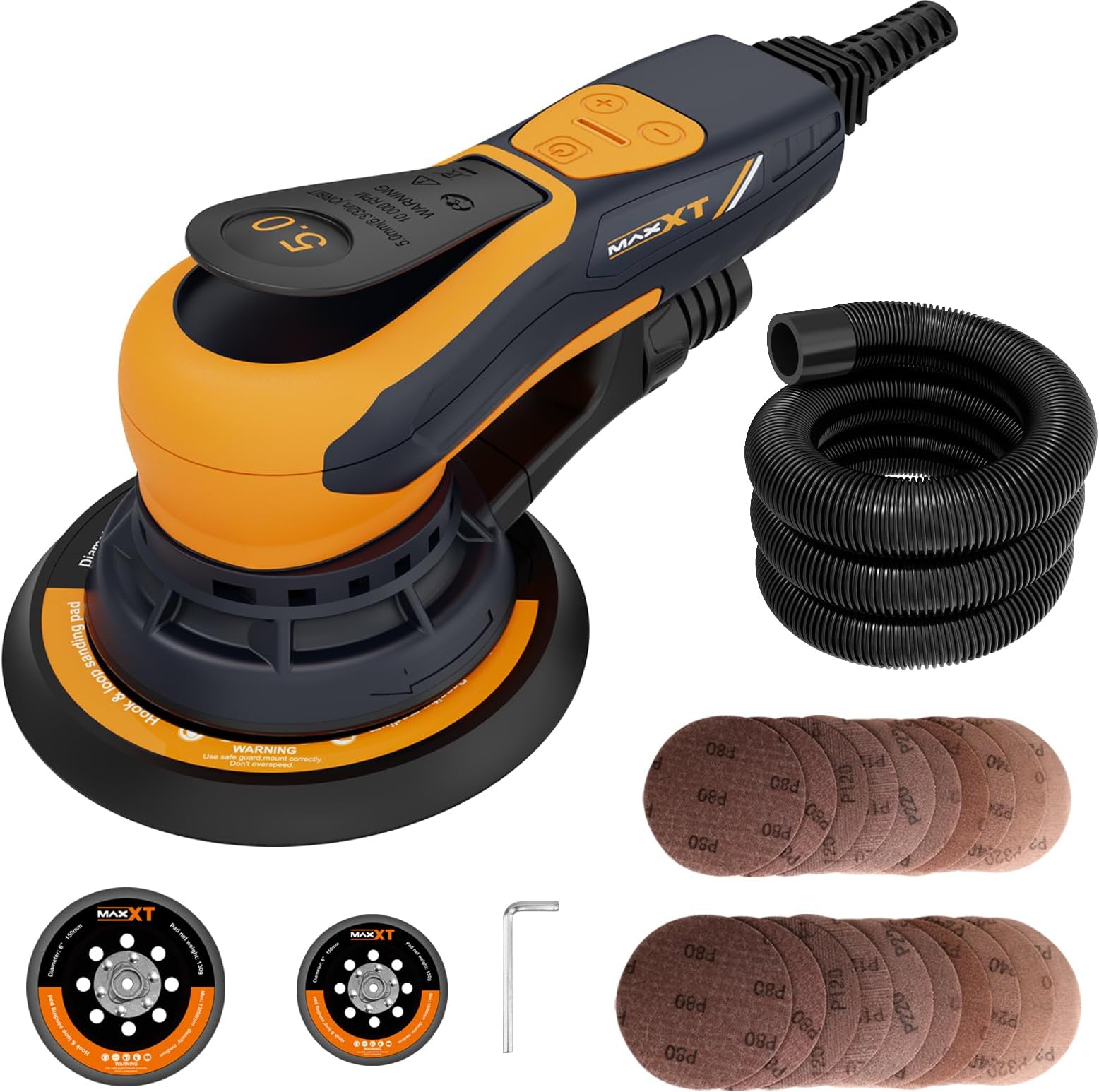 MAXXT Electric 5mm Random Orbital Sander, Palm Sander with Brushless ...