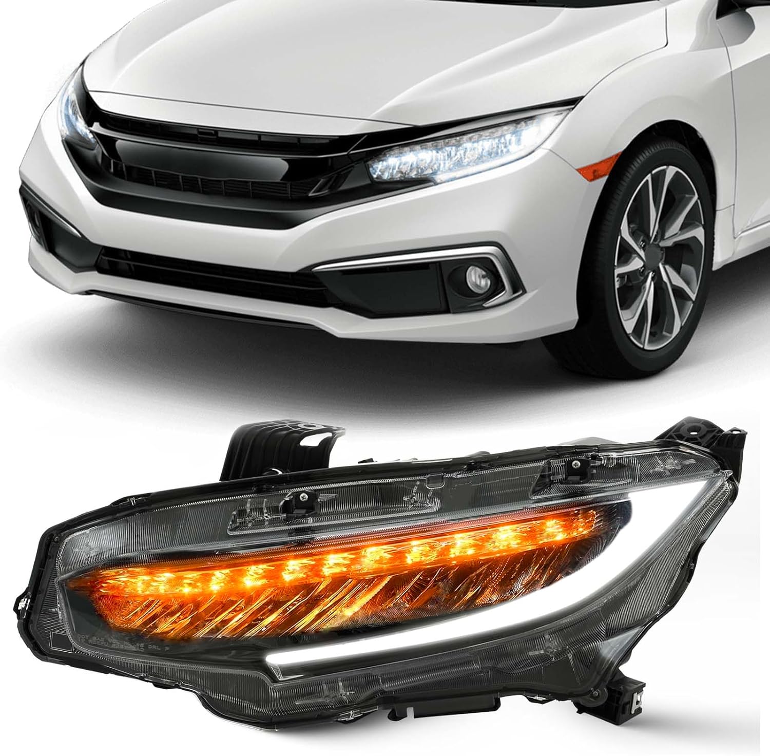 Amazon.com: Partzer Full LED Headlights Assembly Kit for 2016-2021 10th ...