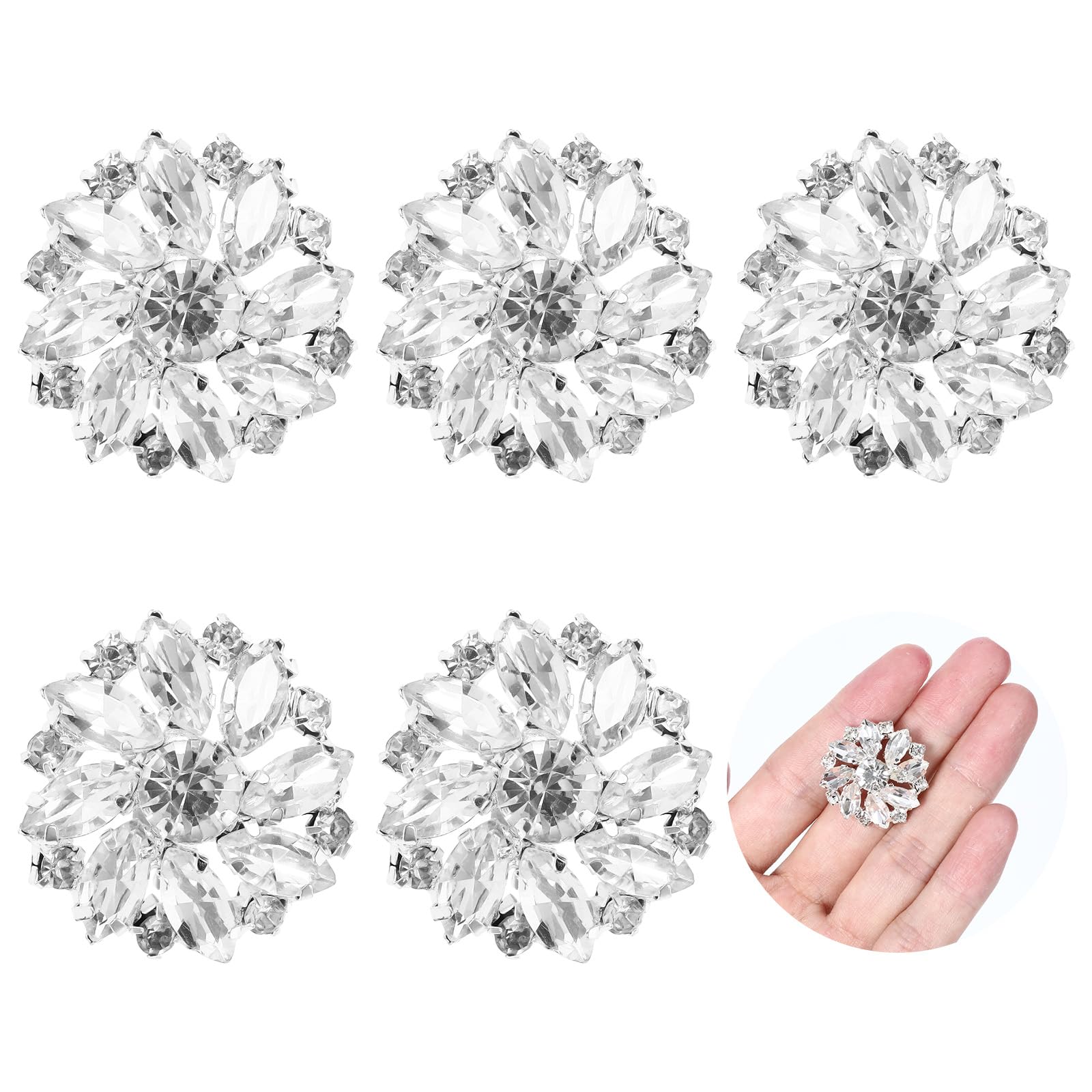 Amazon.com: 6PCS Rhinestone Buttons for Clothing,Silver Rhinestones Buttons 26 mm Crystal ...