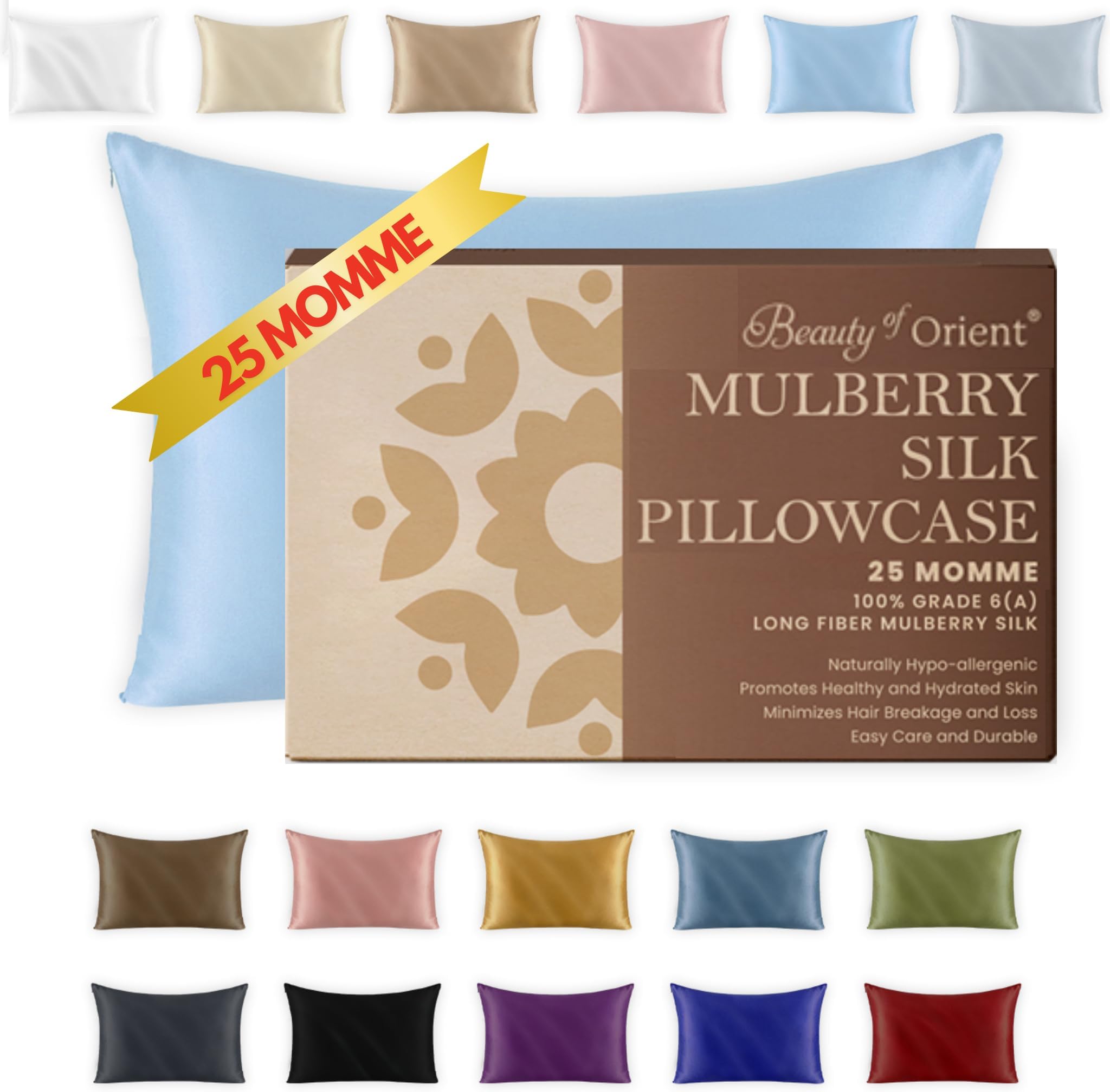 Amazon.com: Blissy Silk Pillowcase - 100% Pure Mulberry Silk - 22 Momme ...