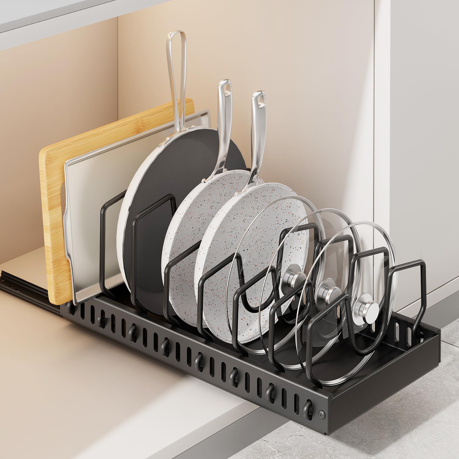 Amazon.com - SUNZOS Pots and Pans Organizer for Under Cabinet, Pull Out ...