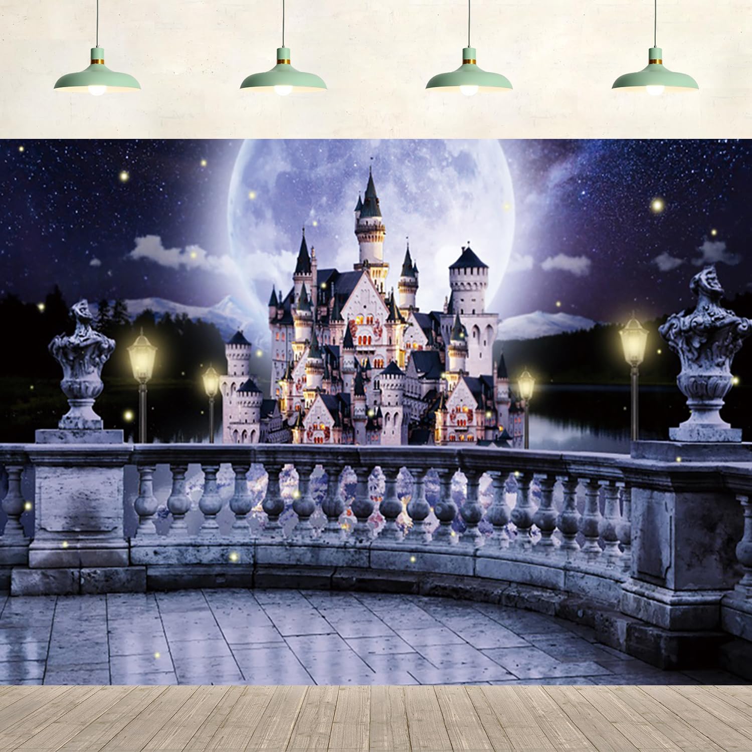 Amazon.com : 6x3 Castle Backdrop Night Sky Moon Dark Balcony Castle ...