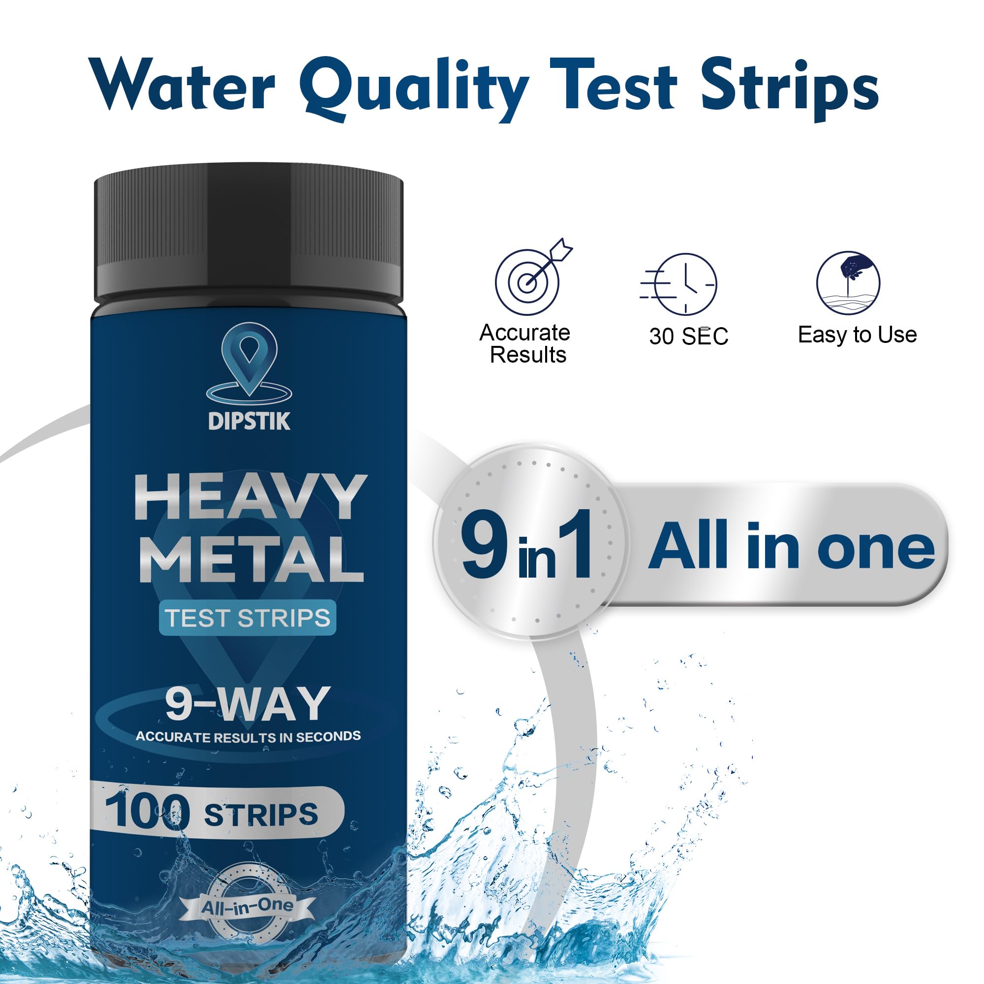 Snapklik.com : 9 Way Heavy Metals Water Test Strips, 100ct Home Water ...